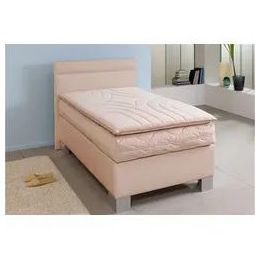 Boxspringbett, beige, Liegefl&auml;che B/L: 100cm x 200cm, kein H&auml;rtegrad, Taschen-Federkernmatratze, Bezug der Obermatratze: 100% Polyester, Polyesterwatte aus 100% Polyester und Vlies aus 100% Polyester., Westfalia Schlafkomfort, Komplettbetten, Boxspringbett