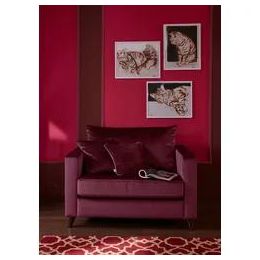 Loveseat Home Affaire "Renesse", rot, B:112cm H:74cm T:90cm, Luxus-Microfaser ALTARA NUBUCK (100% Polyester);Samtvelours 100% Polyester, Sessel, lose Kissen, Keder an Sitzkissen