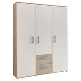 Kleiderschrank Home Affaire "Geert, Kinderkleiderschrank", Baby, Gr. Ulme Silber-Grau Nb, B/H/T: 130cm x 188cm x 51cm, T&uuml;ren: 3 Stk., grau (ulme silber, grau nb, wei&szlig;), Holzwerkstoff, Schr&auml;nke Kleiderschrank, 2 Kleiderstangen, verstellbare Einlegeb&ouml;den, mit zwei Schubk&auml;sten