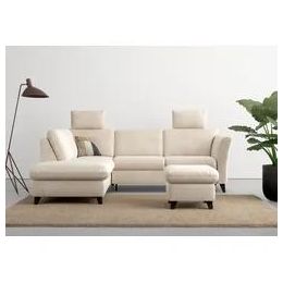 Ecksofa Home Affaire "Trelleborg L-Form", beige (creme), B:252cm H:86cm T:213cm, 100% Polyester, Sofas, Ecksofa, wahlweise mit Bettfunktion und Bettkasten, inkl. Federkern-Polsterung