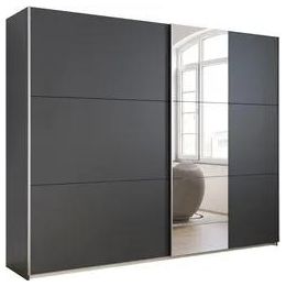 Schwebet&uuml;renschrank Rauch "Kleiderschrank Dreht&uuml;renschrank Schrank Garderobe KRONACH TOPSELLER", grau (graumetallic, griffleisten alu, 1 spiegel), B:261cm H:210cm T:59cm, Holzwerkstoff, Schr&auml;nke, Schwebet&uuml;renschrank, optional ohne, mit 1 oder 2 Spiegel, viel Stauraum MADE IN GERMANY