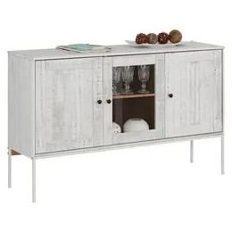 Sideboard OTTO HOME "Freya", beige (creme, wei&szlig;), B:130cm H:80cm T:35cm, Sideboards, Sideboard, Kommode mit 2 Holzt&uuml;ren, aus Massivholz, Breite 130 cm