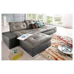 Sit & More Ecksofa SIT & MORE "Palomino L-Form", grau (fango, delfin), B:284cm H:84cm T:109cm, Kunstleder SOFTLUX/Struktur (100% Polyester);Kunstleder SOFTLUX/Feinstruktur (100% Polyester);Kunstleder SOFTLUX/ NaturLEDER (echtes Rindsleder), Sofas, Ecksofa, wahlweise XL oder XXL und mit Bettfunktion