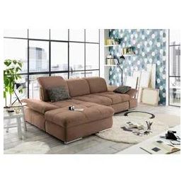 Ecksofa "SO4100 V", braun, B:284cm H:80cm T:190cm, SET ONE BY Musterring, Sofas, Ecksofa, mit verstellbaren Kopfteilen, wahlweise mit Funktionen, Cord-Bezug