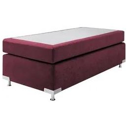 Boxspringbett "Holland", rot (bordeaux, rot), B:102cm L:201cm, Microvelours (100% Polyester), Westfalia Schlafkomfort, Komplettbetten, Boxspringbett, ohne Kopfteil, frei im Raum stellbar