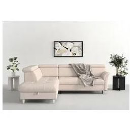 Sit & More Ecksofa SIT & MORE "Marano L-Form", beige (creme), B:252cm T:216cm, 100% Polyester, Sofas, Ecksofa, inklusive Kopfteilverstellung, wahlweise mit Bettfunktion, Bettkasten