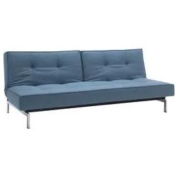 Schlafsofa INNOVATION LIVING TM "Splitback, R&uuml;ckenlehnen einzeln verstellbar, mit Federkern", blau (lightblau), B:210cm H:79cm T:96cm, Struktur fein (100% Polyester);Samtoptik (100% Polyester), Sofas, Schlafsofa, mit chromgl&auml;nzenden Beinen, in skandinavischen Design