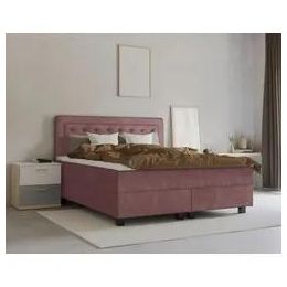 Boxspringbett Home Affaire "Jeanne", rosa (ros&eacute;), B:161cm L:208cm, 100% Polyester, Komplettbetten, Boxspringbett, inkl. Topper mit Taschen-Federkernmatratze