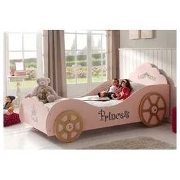 Kinderbett Vipack "Princess, in Kutschen-Optik, MDF rosa lackiert mit Applikationen", rosa, B:105cm H:120cm L:210cm, Betten, Kinderbett, ein Highlight im Kinderzimmer
