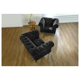 Chesterfield-Sessel Home Affaire "Tinnum Sessel", schwarz, B:106cm H:77cm T:87cm, Luxus-Microfaser Vintageoptik (66% PU, 27% Polyester, 7% Baumwolle);Struktur weich( 97% Polyester, 3% Polyacryl), Sessel