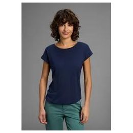 T-Shirt Flashlights, Damen, Gr. 52/54, blau (marine), Single Jersey, Obermaterial: 50% Baumwolle, 50% Modal, unifarben, Basic, figurbetont h&uuml;ftlang, Rundhals, angeschnitten, Shirts T-Shirt, Kurzarm, Saum mit Gummibund, Rundhalsausschnitt, Topseller