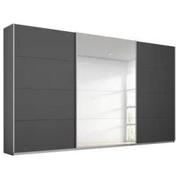 Schwebet&uuml;renschrank Rauch "Kleiderschrank Schrank Garderobe W&auml;scheschrank TOMA", grau (graumetallic), B:360cm H:210cm T:62cm, Holzwerkstoff, Schr&auml;nke, Schwebet&uuml;renschrank, inkl. Regaleinsatz sowie zus&auml;tzlichen Einlegeb&ouml;den MADE IN GERMANY