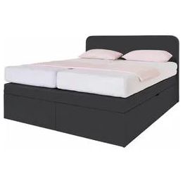 Boxspringbett, schwarz, B:195cm L:212cm, Box und Kopfteil: Microvelours (100% Polyester) oder Kunstleder (Polyurethan);Bezug der Obermatratze: 100% Polyester, Westfalia Schlafkomfort, Komplettbetten, Boxspringbett, wahlweise mit Bettkasten