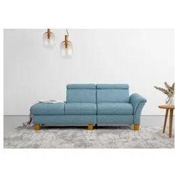 Recamiere Home Affaire "Lindgren", blau (eisblau), B:206cm H:84cm T:93cm, 100% Polyester, Sofas, Recamiere, wahlweise motorische TV-Funktion, Bettkasten und Kopfteilverstellung