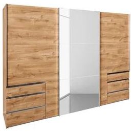 Schwebet&uuml;renschrank wimex "Level by fresh to go", braun (plankeneichefarben, wei&szlig;glas), B:300cm H:216cm T:65cm, Schr&auml;nke, Schwebet&uuml;renschrank, mit Glast&uuml;r