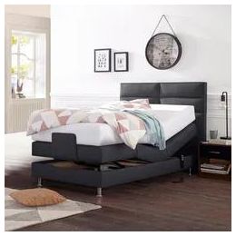 Boxbett, grau (anthrazit), B:114cm L:210cm, Box und Kopfteil: Feinstrukturstoff (77% Polyester und 23% Viskose);Bezug der Obermatratze: 100% Polyester, Westfalia Schlafkomfort, Komplettbetten, Boxspringbett, mit Motor in diversen Ausf&uuml;hrungen
