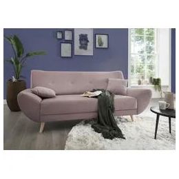 3-Sitzer Home Affaire "Basta", rosa (flamingo), B:205cm H:80cm T:82cm, (100% Polyester) Struktur fein (100% Polyester) Chenille, Sofas