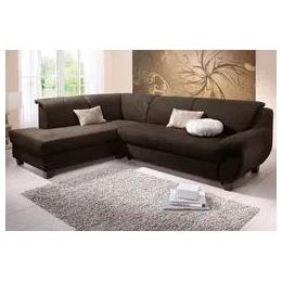 Ecksofa Home Affaire "Yesterday zeitlos und elegant, bequeme Armlehnen, L-Form", braun, B:254cm H:80cm T:186cm, Struktur (100% Polyester);Primabelle-Microfaser (100% Polyester);Antikleder-Optik Melrose (100% Polyester), Sofas, Ecksofa, wahlweise mit Bettfunktion, auch in Cord