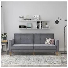 3-Sitzer DOREL HOME "Lilly", grau (anthrazit), B:207cm H:82cm T:82cm, Veloursstoff 100% Polyester, Sofas, Bett-Funktion, R&uuml;ckenlehne 3-fach verstellbar, Sitzh&ouml;he 43 cm