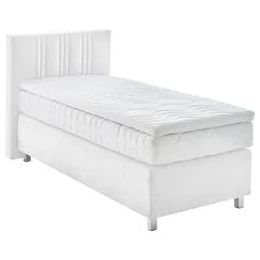 Boxspringbett, wei&szlig;, B:105cm L:210cm, Bezug: 100% Polyester;Polsterung: 100% Polyester, Westfalia Schlafkomfort, Komplettbetten, Boxspringbett, wahlweise mit Bettkasten und Topper
