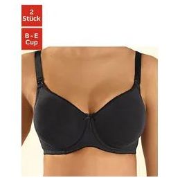 Still-BH Petite Fleur, Damen, Gr. 100, Cup B, schwarz (schwarz, wei&szlig;), Jersey, Obermaterial: 93% Baumwolle, 7% Elasthan, Basic, BHs BH BH-Set B&uuml;gel-BH Still-BH, mit B&uuml;gel aus Baumwolle