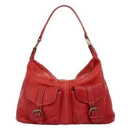 Shopper CLUTY, Damen, Gr. B/H/T: 36cm x 25cm x 11cm onesize, rot, Leder, leicht gl&auml;nzend, unifarben, Taschen Shopper, echt Leder, Made in Italy