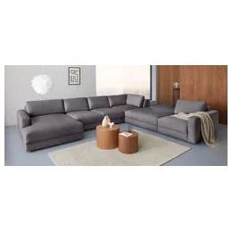 Wohnlandschaft Home Affaire "Bloomfield, Mega Polsterprogramm, Breite 405cm, viel Platz, U-Form", grau, B:405cm H:84cm T:224cm, 100% Polyester, Sofas, Wohnlandschaft, mit extra tiefer Sitzfl&auml;che, wahlweise mit Sitztiefenverstellung
