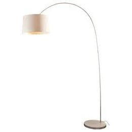 Salesfever Bogenlampe "Valdis", wei&szlig; (wei&szlig;, chromfarben), 1, &Oslash; 40cm H: 205cm, 1 Stk., Leuchten, mit Dimmschalter, echter Marmorfu&szlig;, Bogenlampe