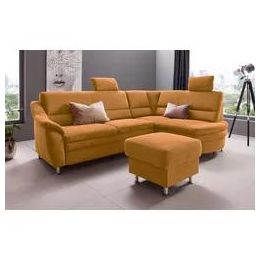 Ecksofa Home Affaire "Cardoso L-Form", gelb (mais), B:250cm H:90cm T:175cm, Struktur impr&auml;gniert (100% Polyester);Luxus-Microfaser ALTARA NUBUCK (100% Polyester);Struktur (52% Polyester, 35% Polyacryl, 13% Baumwolle);Luxus-Microfaser weich (90% Polyester, 10% Polyamid), Sofas, Ecksofa, Federkern, wahlweise mit Bett, Schubkasten