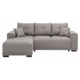 Ecksofa Home Affaire "Viborg L-Form", grau, B:234cm H:91cm T:162cm, Struktur (100% Polyester);Struktur fein ( 100% Polyester);Filzoptik (100% Polyester), Sofas, Ecksofa, mit Regal in der Armlehne, wahlweise mit Bettfunktion