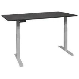 M&auml;usbacher Schreibtisch M&Auml;USBACHER "Big System Office", silber (silber, schwarzstahl, silber, schwarzstahl), B:120cm, Tische, Schreibtisch, Breite 120 cm, elektrisch h&ouml;henverstellbar