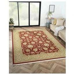 Teppich "Maryam 1, LAGERR&Auml;UMUNG", rot (weinrot, creme), B:200cm H:7,5mm L:290cm, Polypropylen (PP), MyFlair M&Ouml;BEL & ACCESSOIRES, Teppiche, Teppich, Kurzflor, Orient Optik, edler Glanz, mit Fransen, besonders weich
