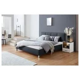 Polsterbett, schwarz, B:190cm H:98cm L:210cm, Bezug Bett: 100% Polyurethan;Bonnell-Federkernmatratze: 51% Polypropylen, 39% Polyester, 10% Baumwolle;Kaltschaummatratze: 100% Polyester, Bezug abnehm- und waschbar bis 60C, Westfalia Schlafkomfort, Betten, Polsterbett