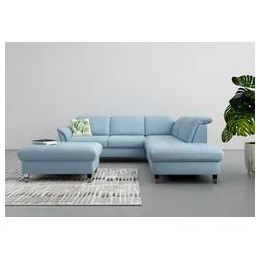 Sit & More Ecksofa SIT & MORE "Maggiore L-Form", blau (hellblau), B:261cm H:88cm T:224cm, 98% Polyester, 2% Polyamid, Sofas, Ecksofa, wahlweise mit Kopfteilverstellung, Bettfunktion und Stauraum