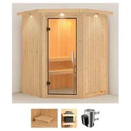 Sauna Karibu "Nanna", beige (naturbelassen), Saunaofen, integrierte Steuerung, 3,6 kW, Saunen, Ofen 3,6 kW intgr. Strg