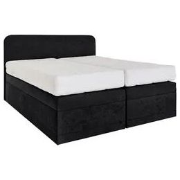 Boxspringbett, schwarz, B:195cm L:212cm, Box und Kopfteil: Microvelours (100% Polyester) oder Kunstleder (Polyurethan);Bezug der Obermatratze: 100% Polyester, Westfalia Schlafkomfort, Komplettbetten, Boxspringbett, wahlweise mit Bettkasten