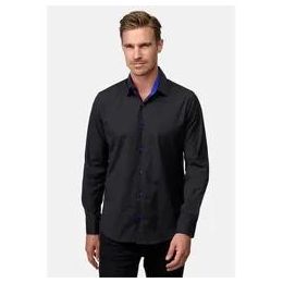 Langarmhemd Rusty Neal, Herren, Gr. 3XL, EURO-Gr&ouml;&szlig;en, schwarz (schwarz, blau), 60% Baumwolle, 37% Polyester, 3% Elasthan, unifarben, Hemden, mit trendigem Farbkontrast