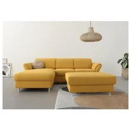 Sit & More Ecksofa SIT & MORE "Apulia L-Form", gelb (mustard), B:250cm H:78cm T:185cm, Webstoff (100% Polyester);Struktur weich (90% Polyester, 10% Polyamid);Luxus-Microfaser Euphoria (100% Polyester);Samtoptik (100% Polyester), Sofas, Ecksofa, wahlweise Bettfunktion, Bettkasten und Kopf- und Armteilverstellung, Topseller