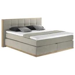Boxspringbett Home Affaire "Vinton", beige, B:180cm L:213cm, Komplettbetten, Boxspringbett, aus massiver Eiche, verschiedene H&auml;rtegrade (auch H4)