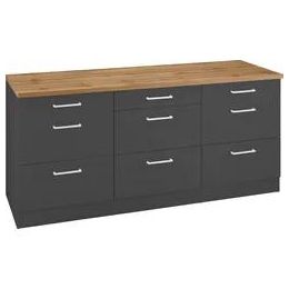 Unterschrank KOCHSTATION "KS-Kehl", grau, B:180cm H:85cm T:60cm, MDF, Schr&auml;nke, Unterschrank, Breite 180 cm