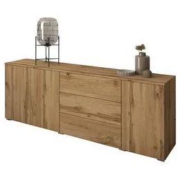 Sideboard OTTO HOME "PARIS", beige (eichefarbe votan, eichefarbe votan), B:190cm H:68cm T:39,5cm, Sideboards, Sideboard, Moderne 190cm breite grifflose Kommode, vielseitig einsetzbar