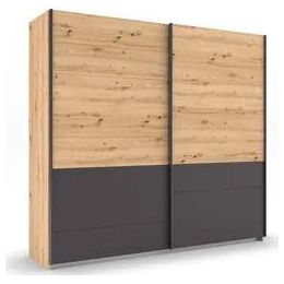 Schwebet&uuml;renschrank Rauch "Kleiderschrank Ankleide Garderobe Schlafzimmerschrank BILBAO-EXTRA", grau (graumetallic, eiche artisan), B:226cm H:210cm T:62cm, Holzwerkstoff, Schr&auml;nke, Schwebet&uuml;renschrank, in moderner Absetzung mit Griffleisten in Graumetallic MADE IN GERMANY