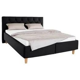 Polsterbett Home Affaire "Sunley 100", grau (anthrazit), B:183cm L:210cm, Struktur (100% Polyester);Strukturstoff (100% Polyester), Betten, Polsterbett, Kreuzsteppung, Kopfteilh&ouml;he 102 cm, ohne oder mit Matratze/Lattenrost