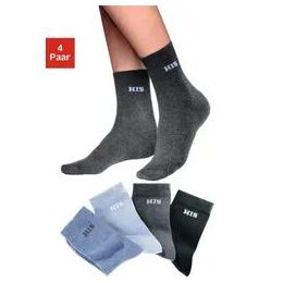 H.I.S. Basicsocken H.I.S, Herren, Gr. 39-42, blau (hellblau, blau, grau, schwarz), Baumwolle, Elasthan, Polyamid, unifarben, elastisch, Socken, mit eingestricktem Markenlogo