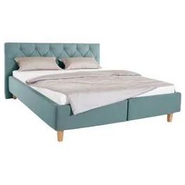 Polsterbett Home Affaire "Sunley 100", gr&uuml;n (mint), B:203cm L:210cm, Struktur (100% Polyester);Strukturstoff (100% Polyester), Betten, Polsterbett, Kreuzsteppung, Kopfteilh&ouml;he 102 cm, ohne oder mit Matratze/Lattenrost