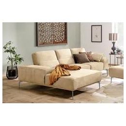 Ecksofa W.Schillig "run, Designsofa mit tollem Sitzkomfort, bequem, L-Form", beige (sahara s37), B:279cm H:88cm T:178cm, Longlife Xtra-Leder Z73: Naturwalkleder der Luxusklasse aus den erlesensten Rohh&auml;uten. Hautst&auml;rke 1, 1 &ndash; 1, 3 mm;ROHLEDER Jacquard-Flachgewebe Q2 W60 (63% Polyester, 37% Polyacryl);ROHLEDER Chenille-Flachgewebe Q2 W77 (68% Polyacryl, 32% Polyester);Stoff S37 (100% Polyester), So