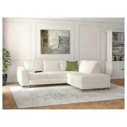 Sit & More Ecksofa SIT & MORE "Dundee L-Form", beige (creme), B:263cm H:86cm T:219cm, Sofas, Ecksofa, mit Federkern und Edelstahlf&uuml;&szlig;en, wahlweise mit Kopfteilverstellung