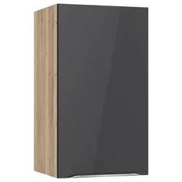 H&auml;ngeschrank KOCHSTATION "KS-Aken", grau (anthrazit hochglanz, wildeiche nachbildung), B:40cm H:70,4cm T:34,6cm, Schr&auml;nke, H&auml;ngeschrank
