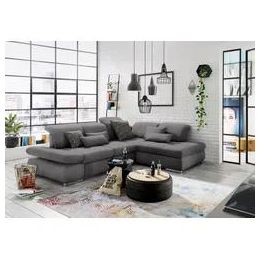 Ecksofa "SO 4100 mit komfortablen Federkern und Kopfteilverstellung", grau (anthrazit 95), B:291cm H:80cm T:226cm, SET ONE BY Musterring, Sofas, Ecksofa, wahlweise mit Bettfunktion und Sitztiefenverstellung, L-Form