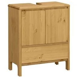 Waschbeckenunterschrank OTTO products "Jorrick", beige (natur), B:60cm H:74,5cm T:34,2cm, Massivholz, Schr&auml;nke, Waschbeckenunterschrank, Breite 60 cm, Kiefer mit Bio &Ouml;l/Wachs behandelt, Siphonausschnitt